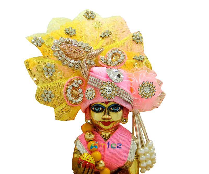 Buy Yellow Pink Stone Flower Patch Work Pugree Online - Amfez