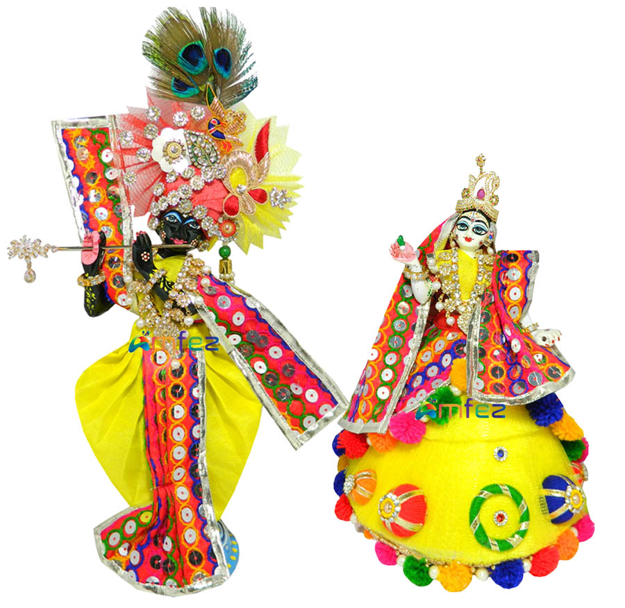Buy Yellow Multi Sitara Lace Navratri RK Dress Online - Amfez